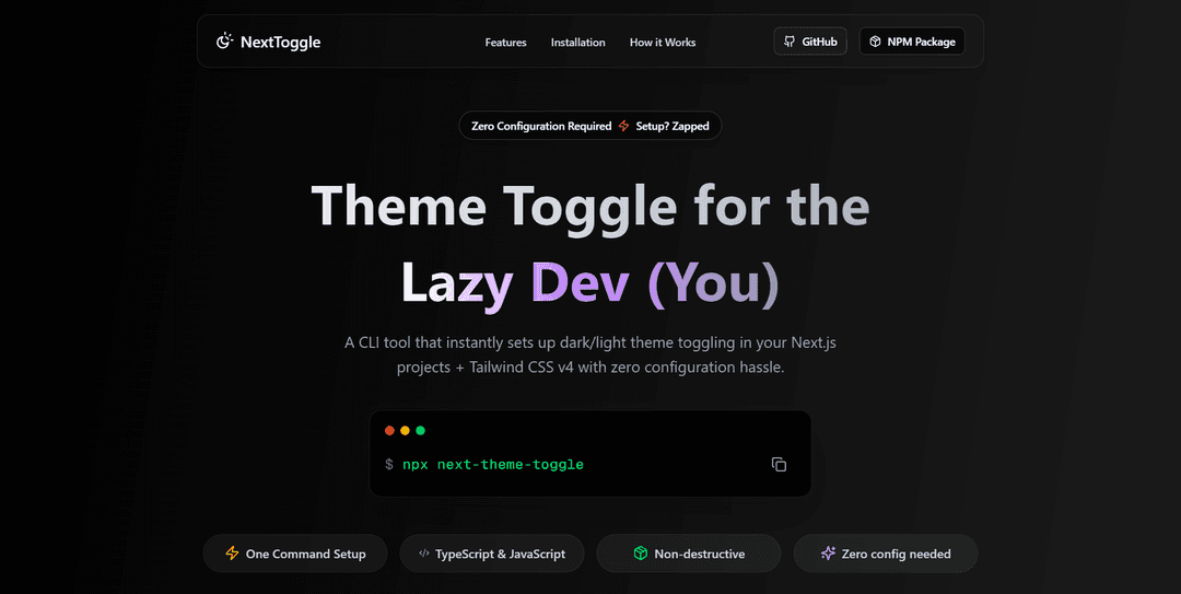 Next Theme Toggle – Add Dark/Light Mode to Next.js in Seconds