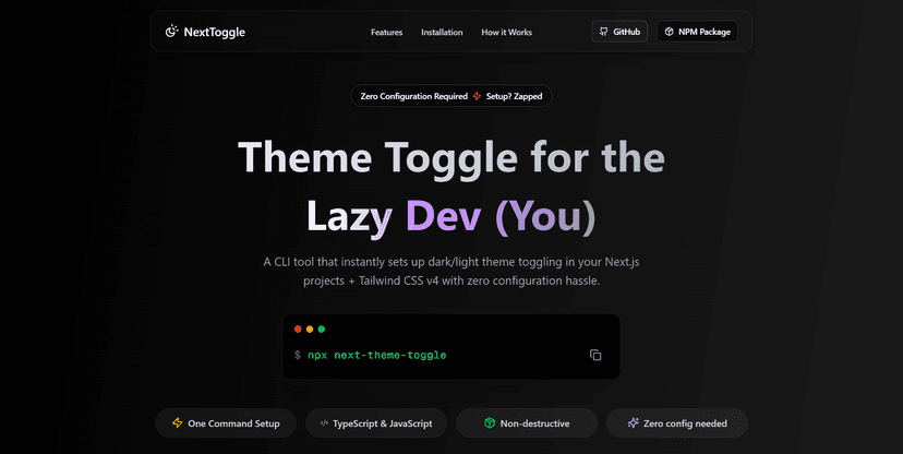 Next Theme Toggle – Add Dark/Light Mode to Next.js in Seconds
